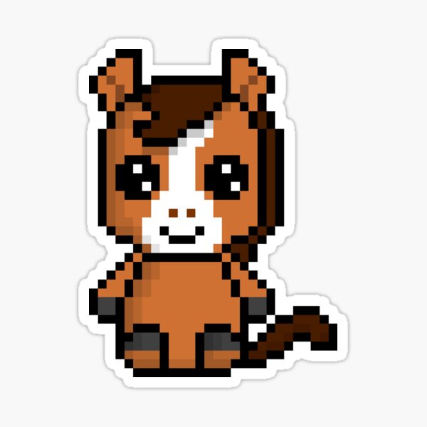 Sticker for Sale avec l'œuvre « Cheval mignon (personnage animal Chibi ...