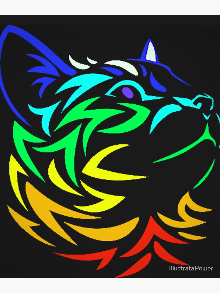 "Rainbow Neon Cat" Sticker by IllustrataPower | Redbubble