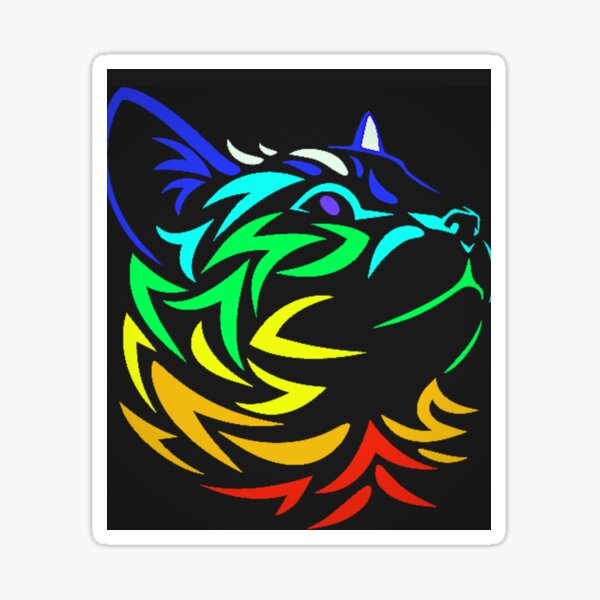 "Rainbow Neon Cat" Sticker by IllustrataPower | Redbubble