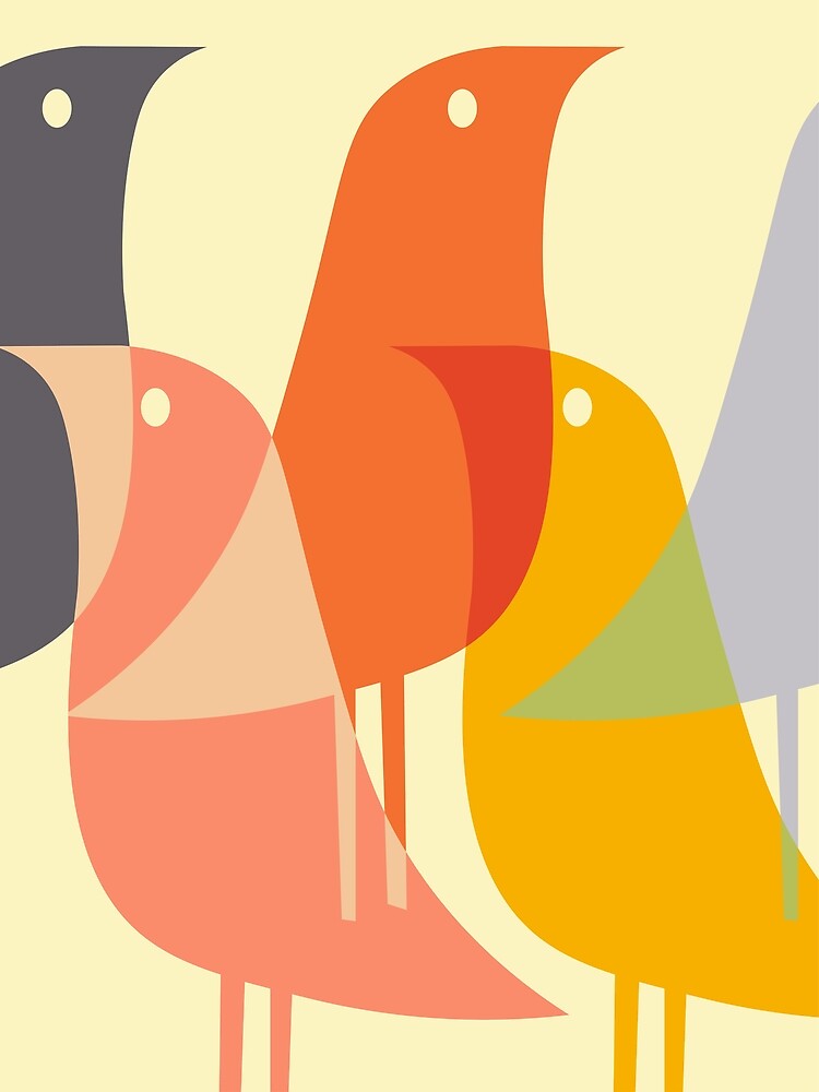 "Art Deco Birds - Kitchen Wall Art Print | 60s Vintage Mid Century ...