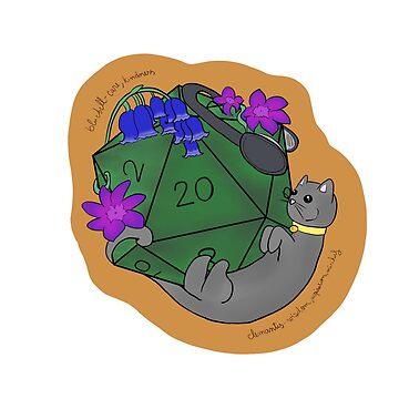 "DnD Dice - Cat, Bluebell and Clematis" Sticker for Sale by petra-farca ...