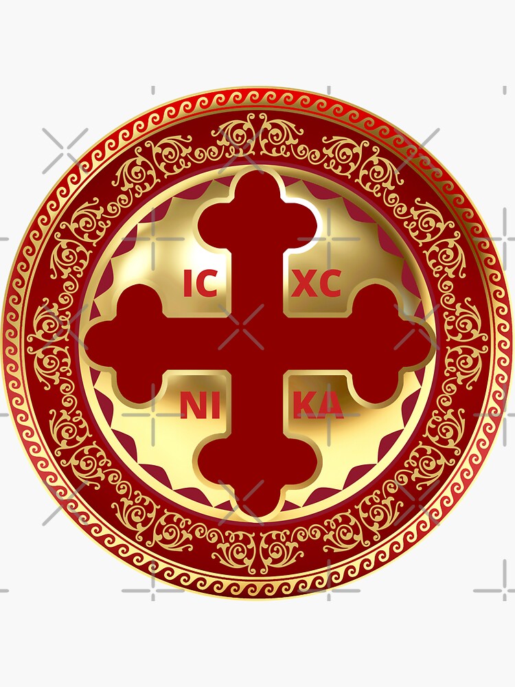 "Greek Orthodox Cross Red Gold Ornate ICXC NIKA" Sticker for Sale by ...