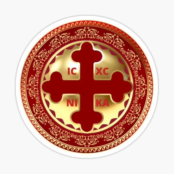 "Greek Orthodox Cross Red Gold Ornate ICXC NIKA" Sticker for Sale by ...