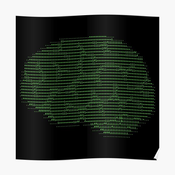 "Brain emoji Ascii Art" Poster for Sale by typo-n-quotes | Redbubble
