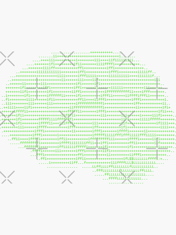"Brain emoji Ascii Art" Sticker for Sale by typo-n-quotes | Redbubble