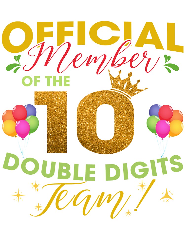 "Double Digits Birthday 10 Year Old Girl, Boy, Twins" Kids T-Shirt for ...