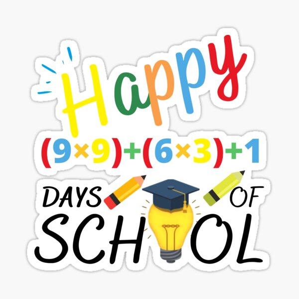 "Happy 100th Day of School-Math Formula 100 Days Of School" Sticker for ...