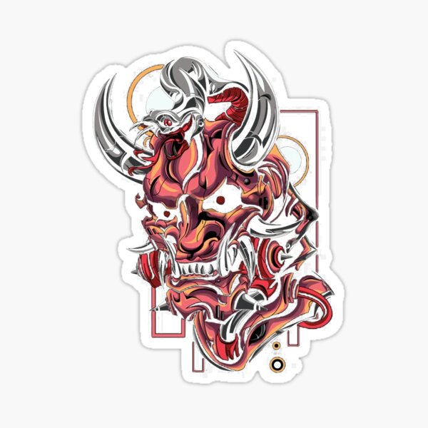 "japanese oni samurai mask" Sticker for Sale by bisly | Redbubble