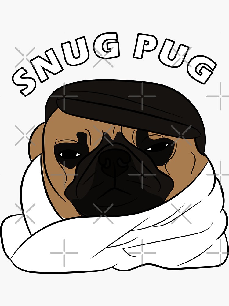 "Artistic snug pug design " Sticker for Sale by SamRVstore | Redbubble