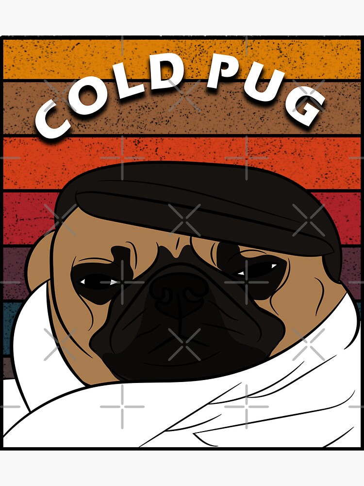 "funny dog saying cold pug distressed sunset retro dog face design ...