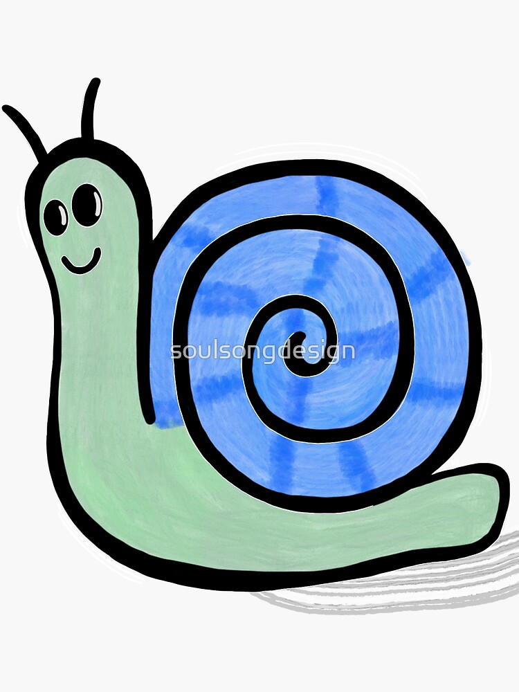 "Smiley Snail - Blue" Sticker by soulsongdesign | Redbubble