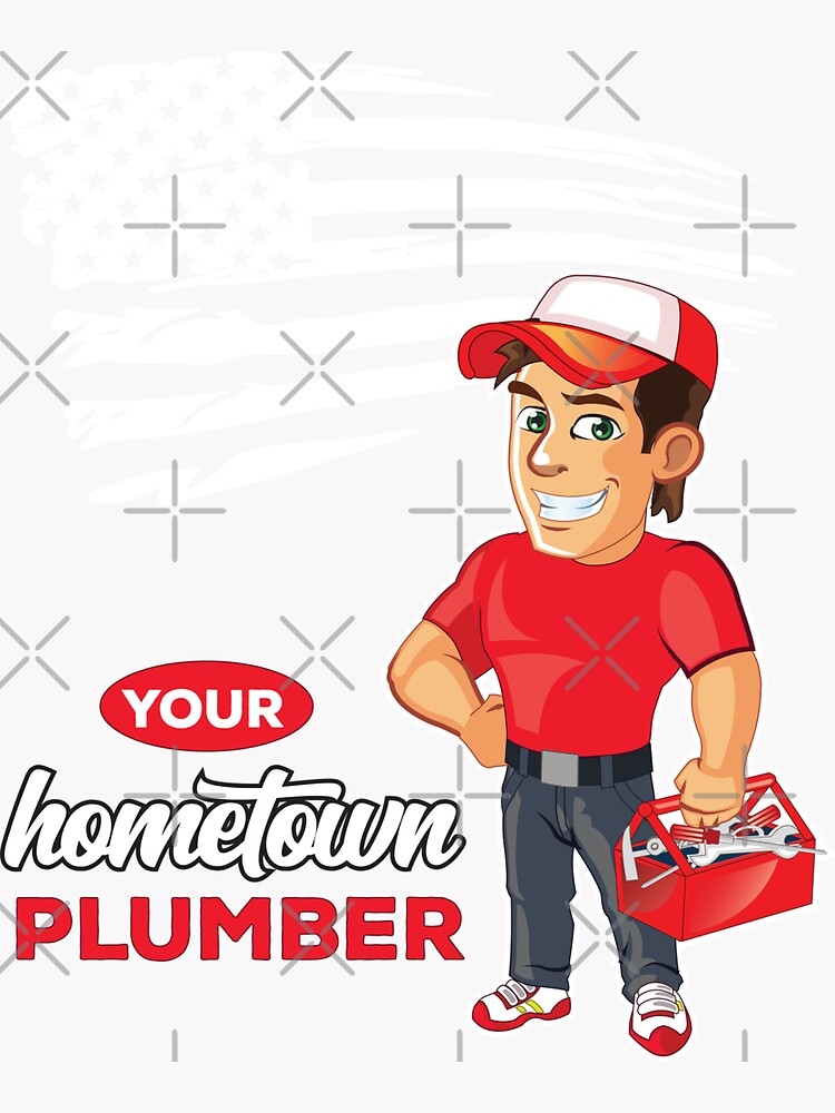 "Hometown Plumber USA American Flag - Red - Light" Sticker by ...
