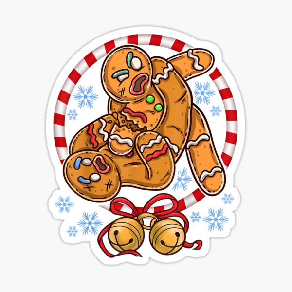 "Gingerbread Cookies Christmas Funny Fighting Wrestling" Sticker for ...