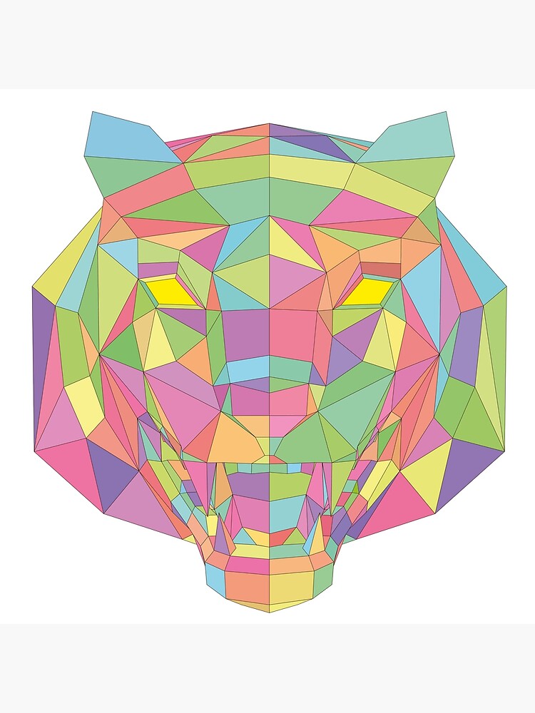 "Multicolored Low Poly Tiger Head, mosaic tiger (art2)" Poster for Sale ...