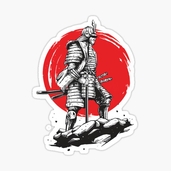 "japanese samurai and red moon" Sticker for Sale by bisly | Redbubble