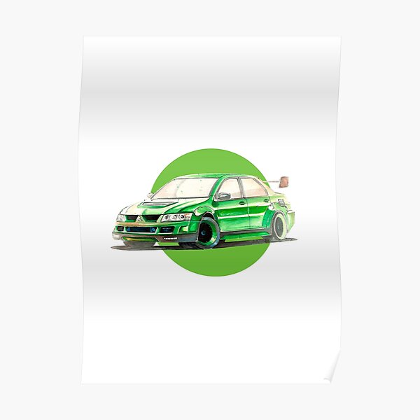 "Hand drawn customized Mitsubishi Lancer EVO" Poster for Sale by ...