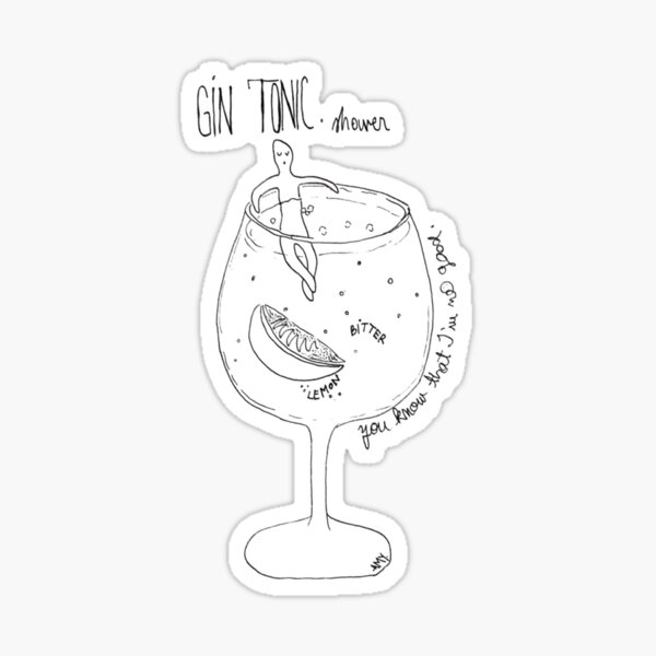 "Gin Tonic shower " Sticker for Sale by WoodclangDesign | Redbubble