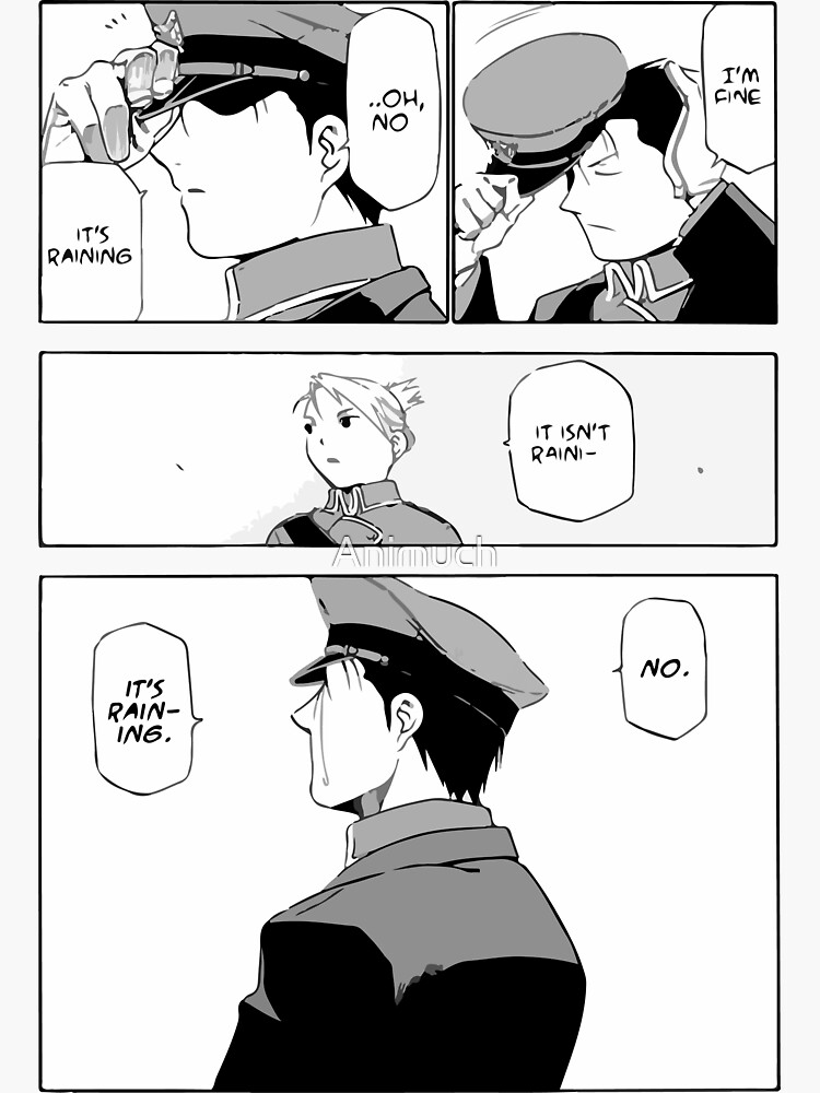 "Roy Mustang -It's Raining" Sticker for Sale by Animuch | Redbubble