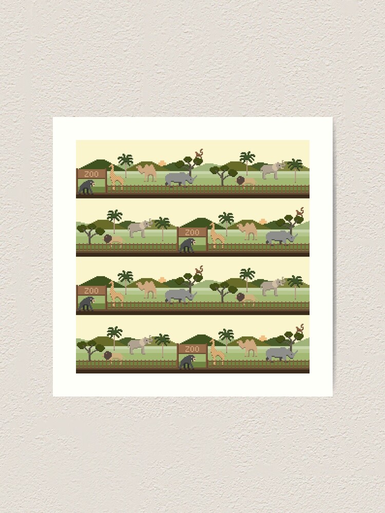 "Pixel art zoo animals pattern" Art Print for Sale by EngineerGoC ...