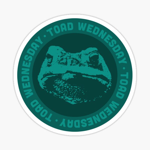 "Toad Wednesday" Sticker for Sale by therob | Redbubble