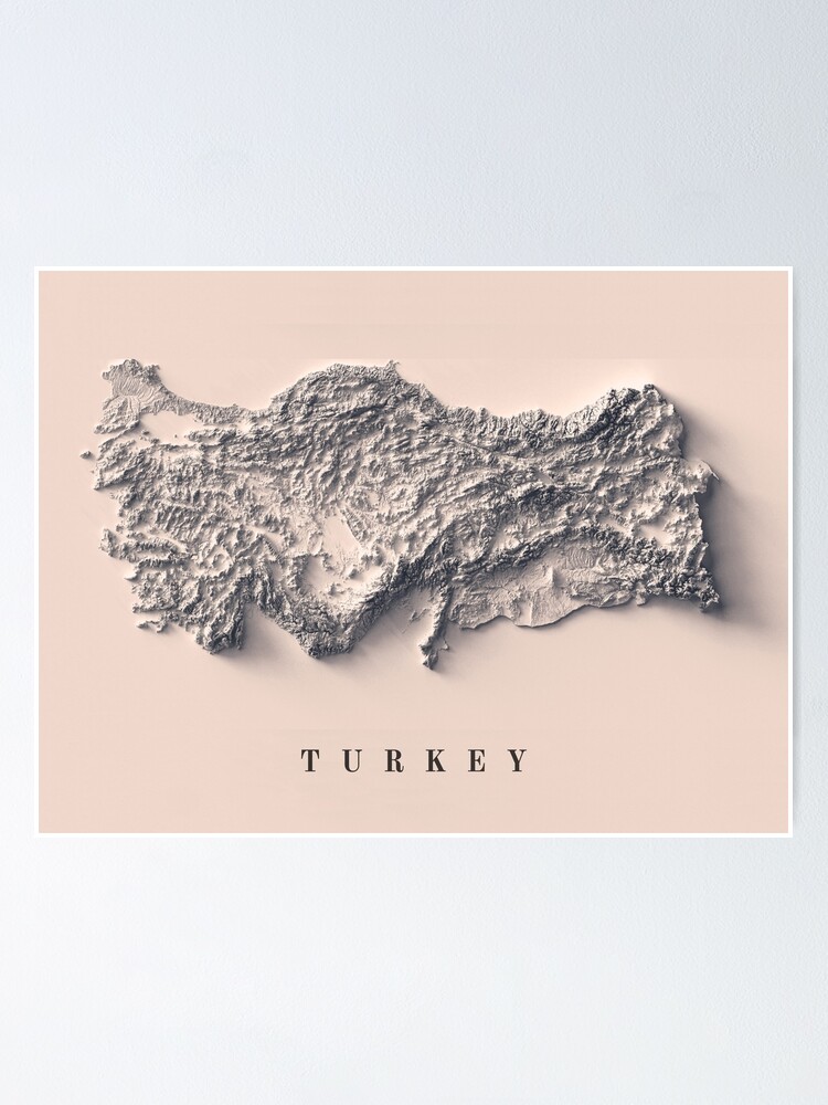 "Turkey Relief Map 3D digitally-rendered" Poster for Sale by ...