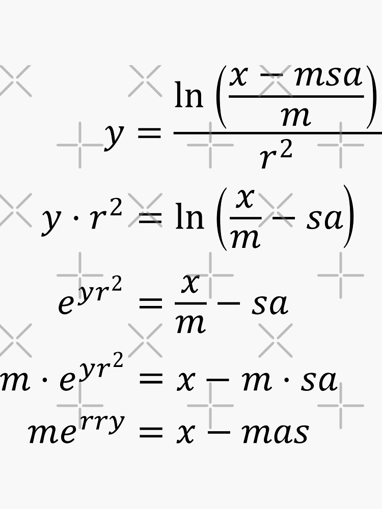"Merry x-mas equation Merry Christmas!" Sticker for Sale by ...