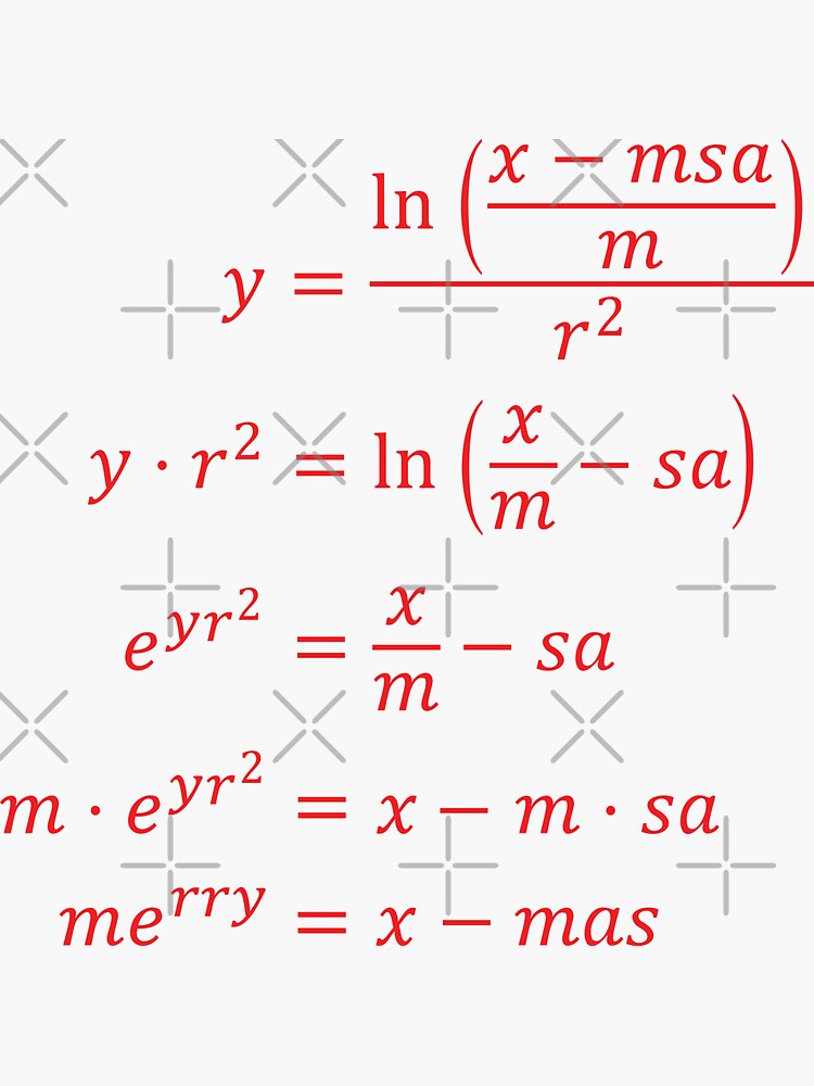 "Red Merry x-mas equation Merry Christmas!" Sticker for Sale by ...