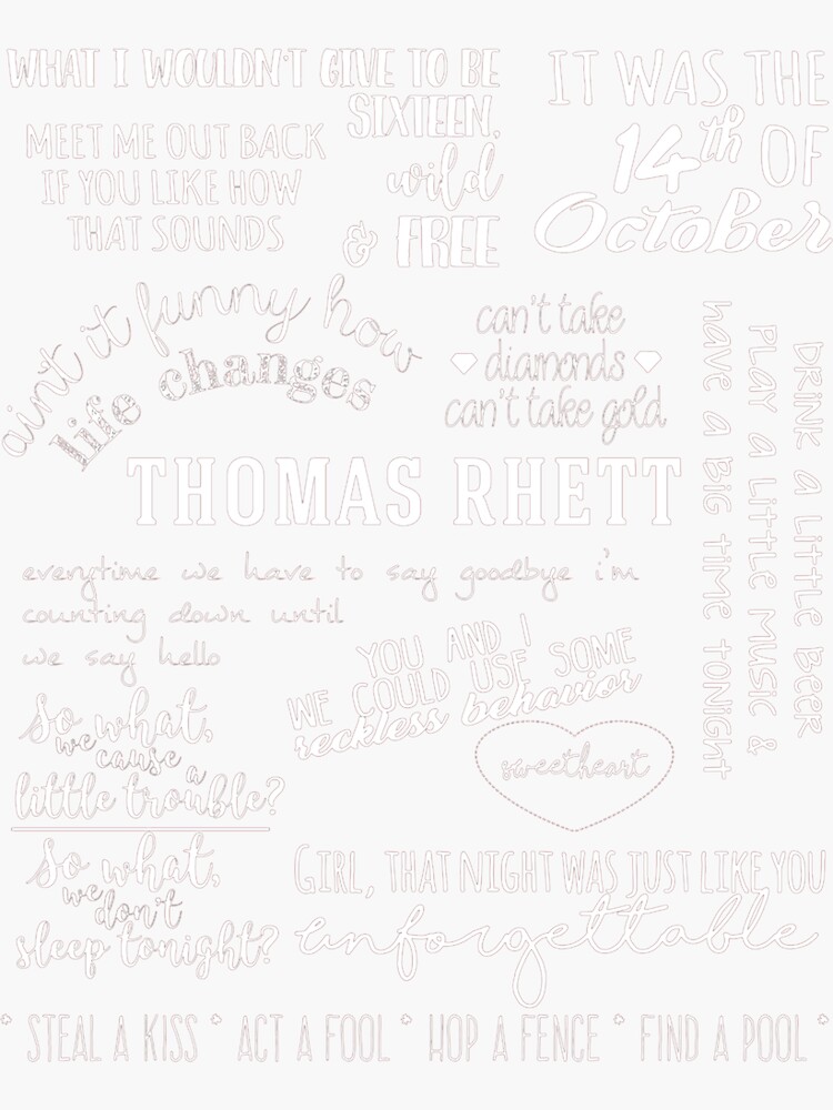 "thomas-rhett-life-changes-album-lyrics-87, " Sticker for Sale by ...