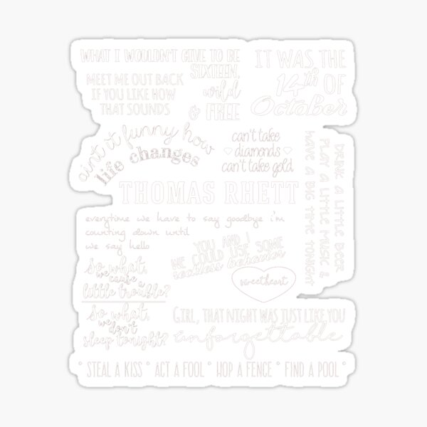 "thomas-rhett-life-changes-album-lyrics-87, " Sticker for Sale by ...