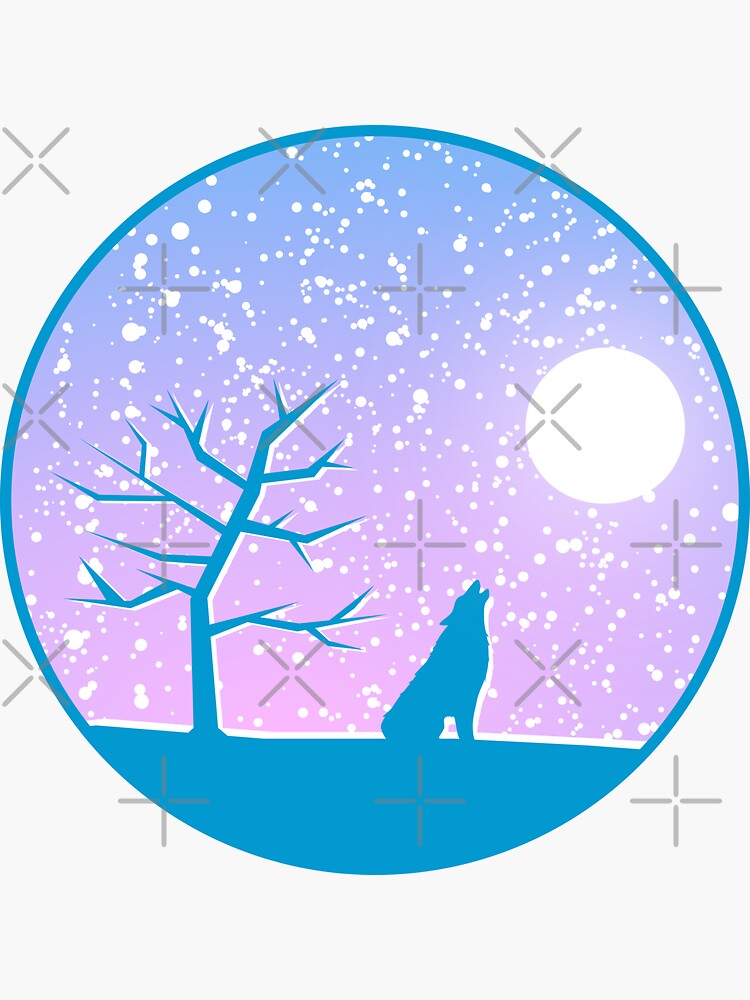 "Transgender Pride Flag Celestial Night Landscape Snow Wolf" Sticker by ...