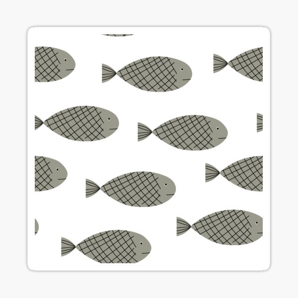 "Vector hand-drawn simple grey fish seamless pattern. Sea repeat ...