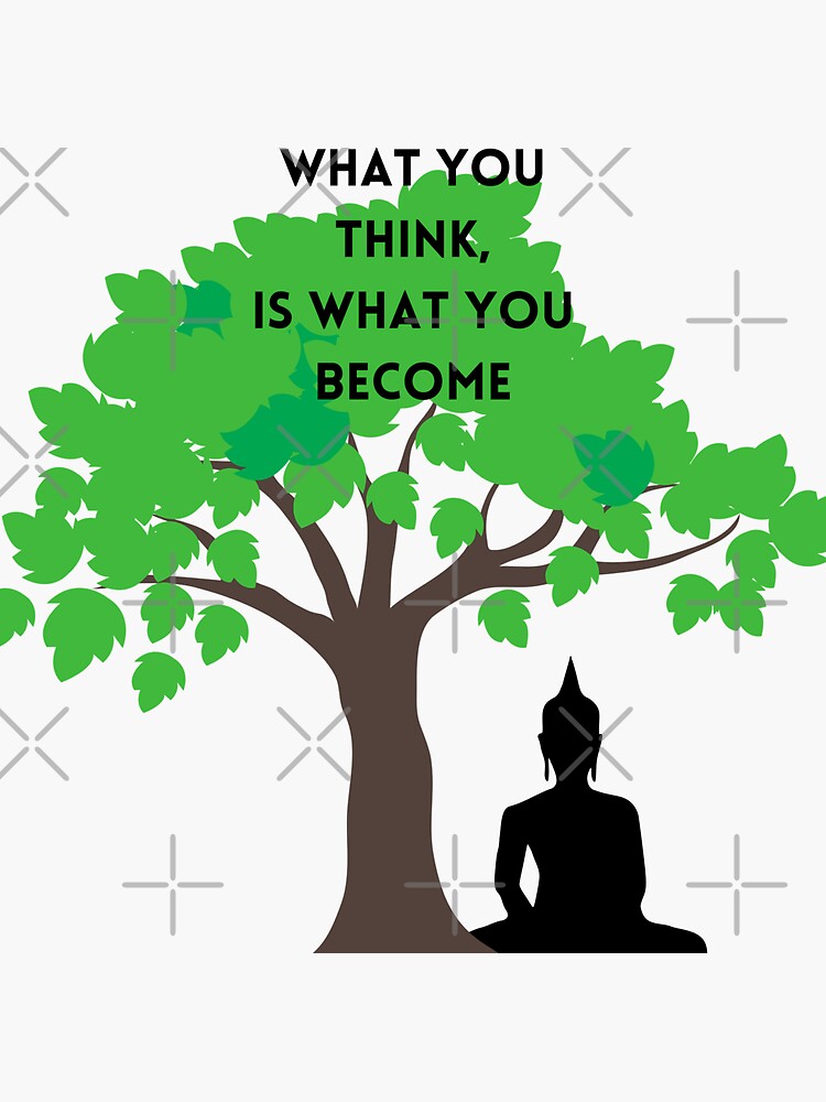 "YOGA MEDITATION POSITIVE THINKING POWER OF THOUGHTS IN MIND" Sticker ...