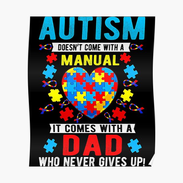 "Autism Awareness Month Proud Autism Dad Papa Support Autism" Poster ...