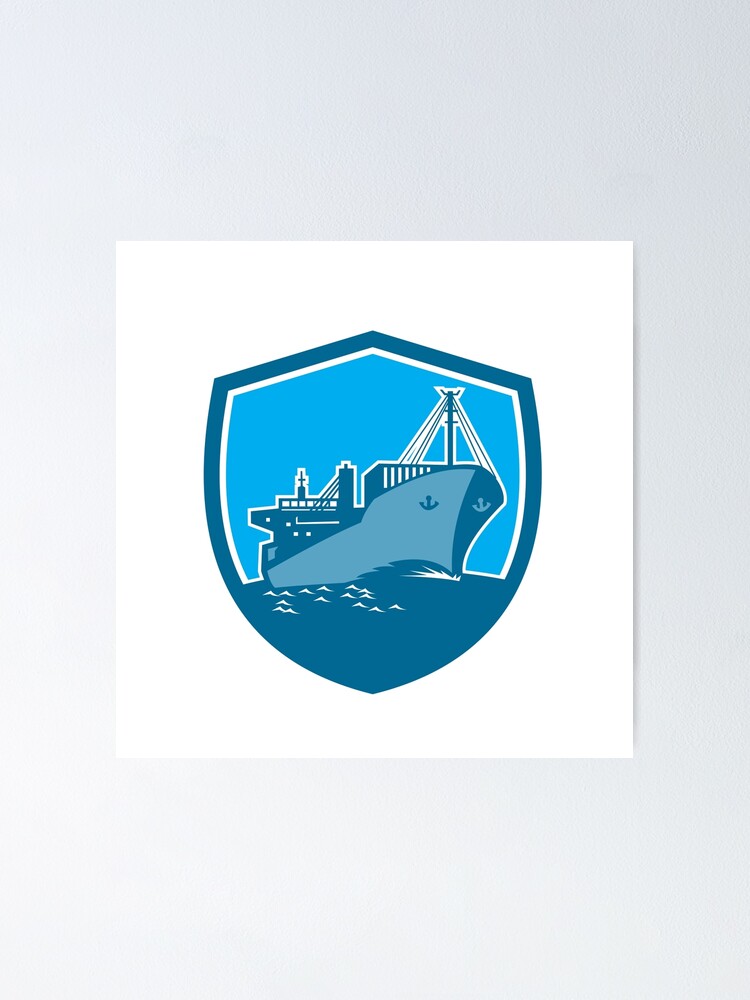 "Container Ship Cargo Boat Shield Retro" Poster for Sale by patrimonio ...
