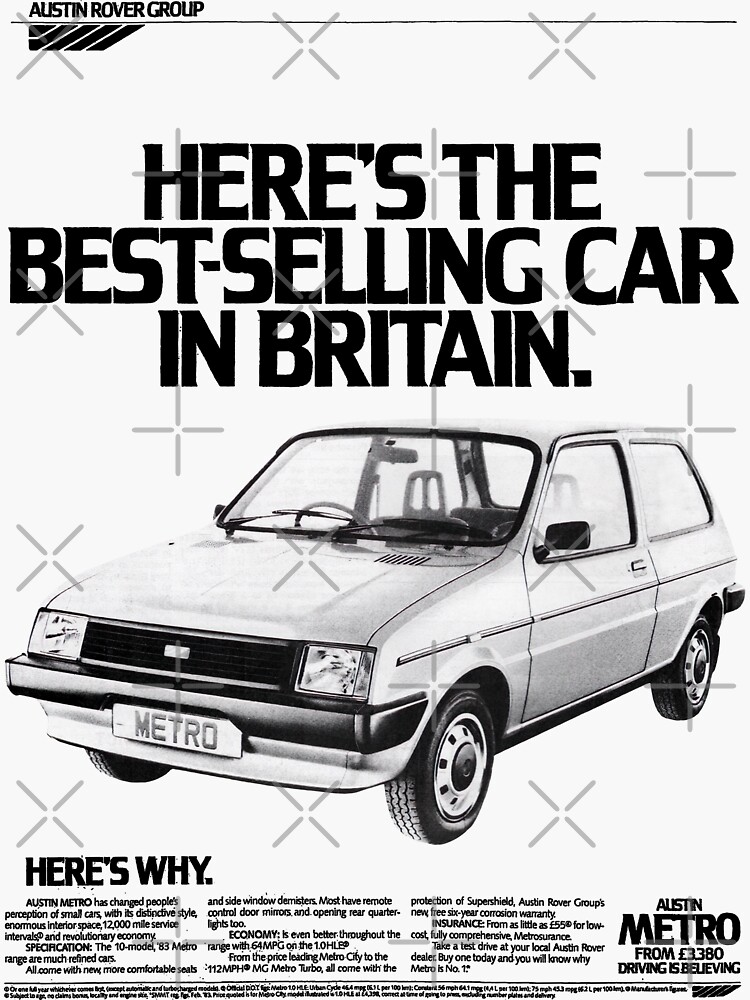 "AUSTIN METRO - ADVERT" Sticker for Sale by ThrowbackM2 | Redbubble