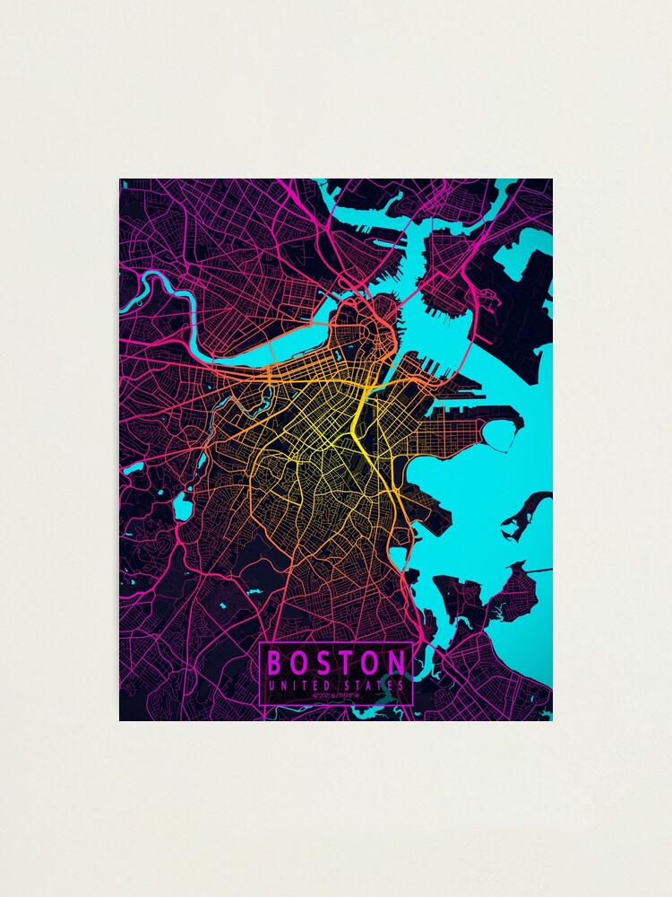 Lámina fotográfica «Mapa de la ciudad de Boston de Massachusetts ...