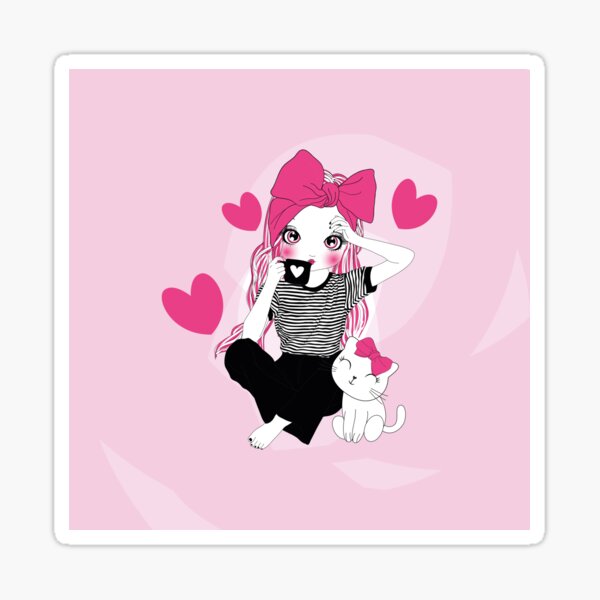 "Girl & Cat" Sticker by DastaStore | Redbubble