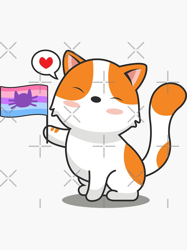 "Cute Cat Holding Catgender Flag" Sticker for Sale by Sthyouneed ...