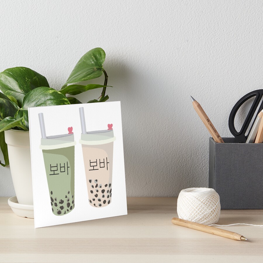 "aesthetic boba/bubble tea" Art Board Print by therosiegarden | Redbubble