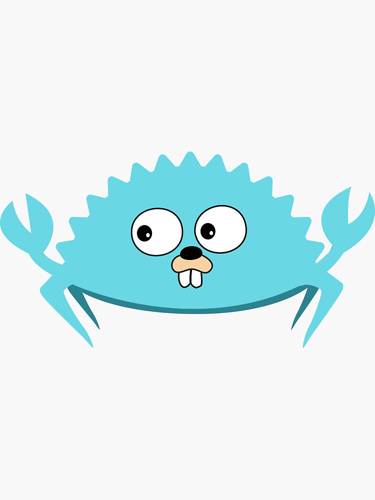 "Go Ferris Go! - GoLang Gopher & Rust Ferris Crab Crossover" Sticker for Sale by Dimitrios ...