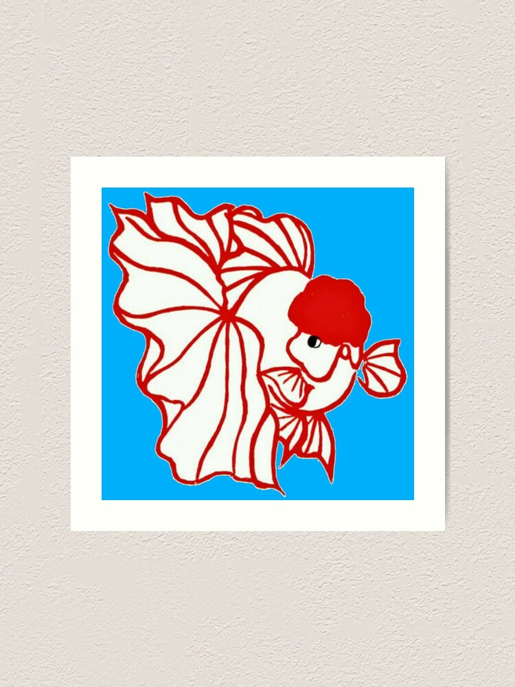 "Oranda Red Cap Fancy Goldfish Logo" Art Print for Sale by Nosnah ...