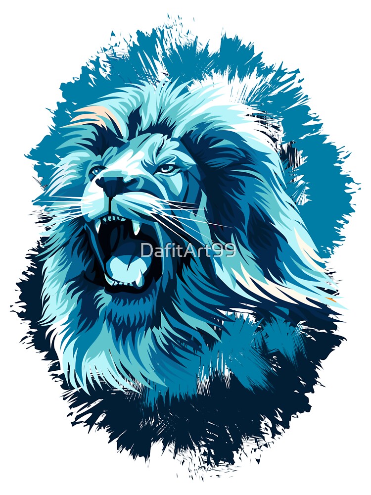 "Blue Lion Head" Sticker for Sale by DafitArt99 | Redbubble
