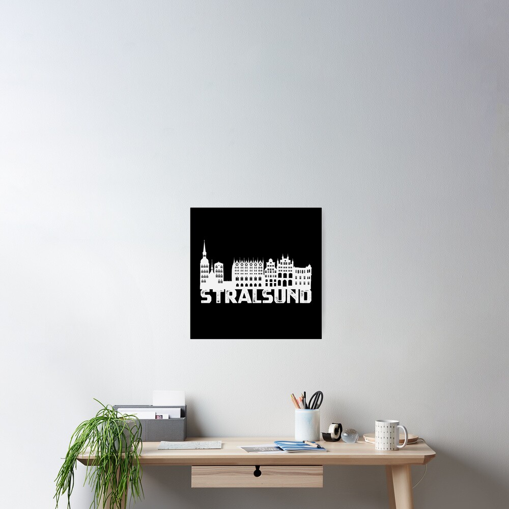 "Hanseatic City of Stralsund Silhouette Dark" Poster for Sale by Raika ...