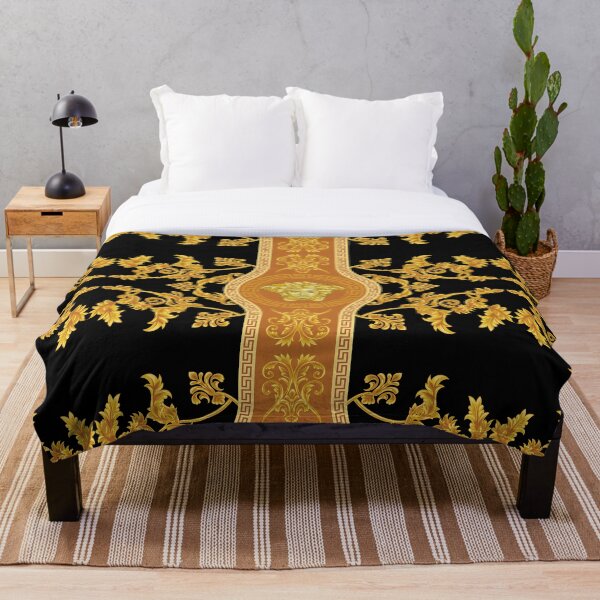 "Golden Damask Artwork - Greek inspired design" Throw Blanket for Sale ...
