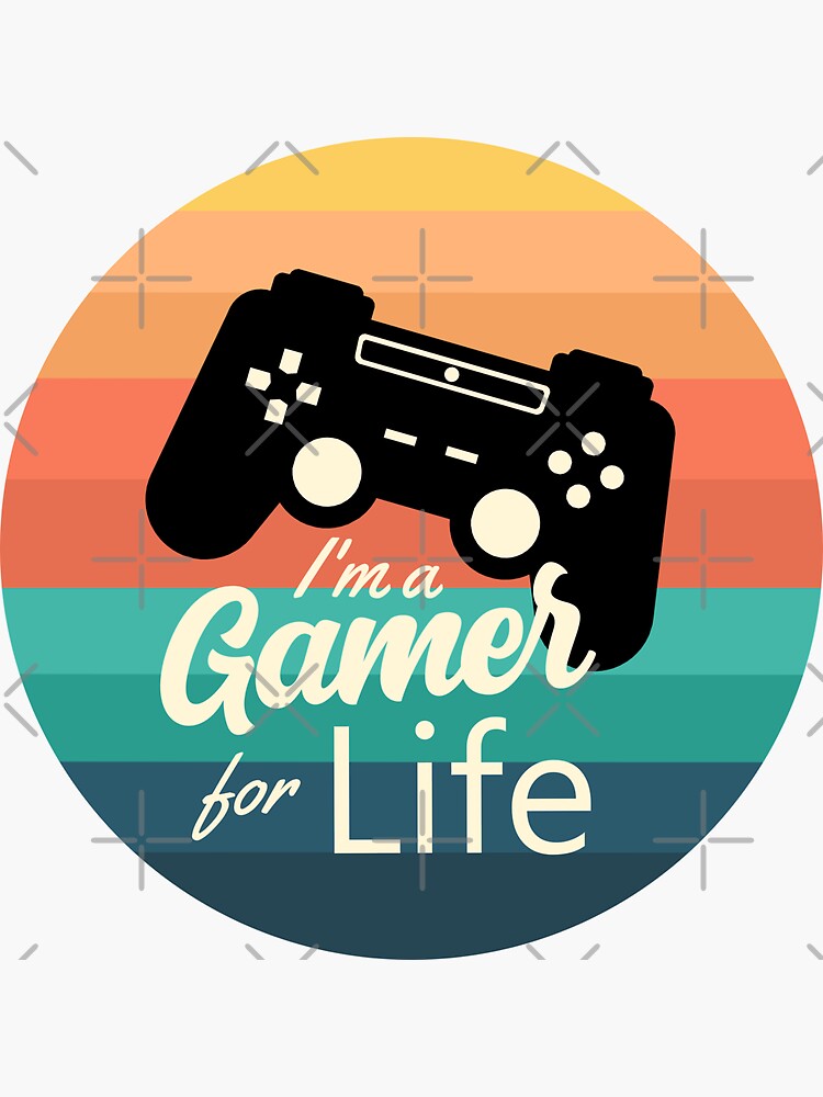 "I Am a Gamer for Life Retro Sunset Video Game Controller" Sticker for ...