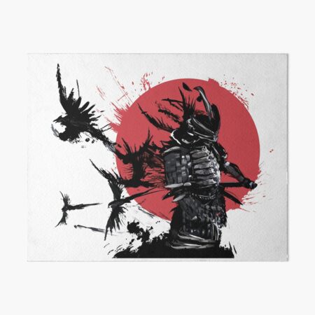 "japanese samurai with katana, red moon and crows" Art Board Print by ...
