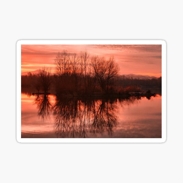 "Lake Sunset Fine Art Reflection Photography" Sticker for Sale by ...
