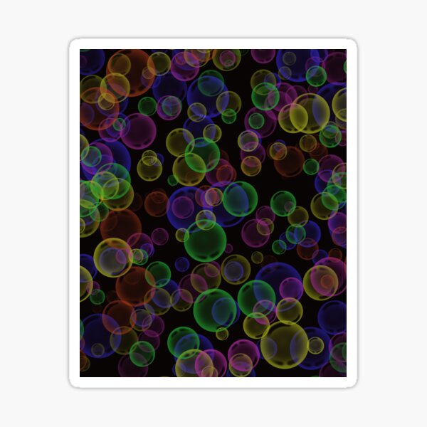 "Multicolored funky bubbles pattern on black" Sticker by lisakayfotos ...