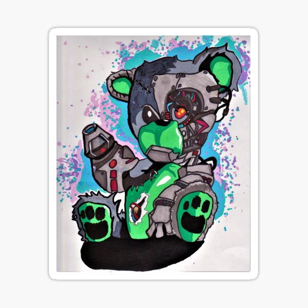 "Teddy Terminator - Half Stuffed Bear Half Robot" Sticker for Sale by ...