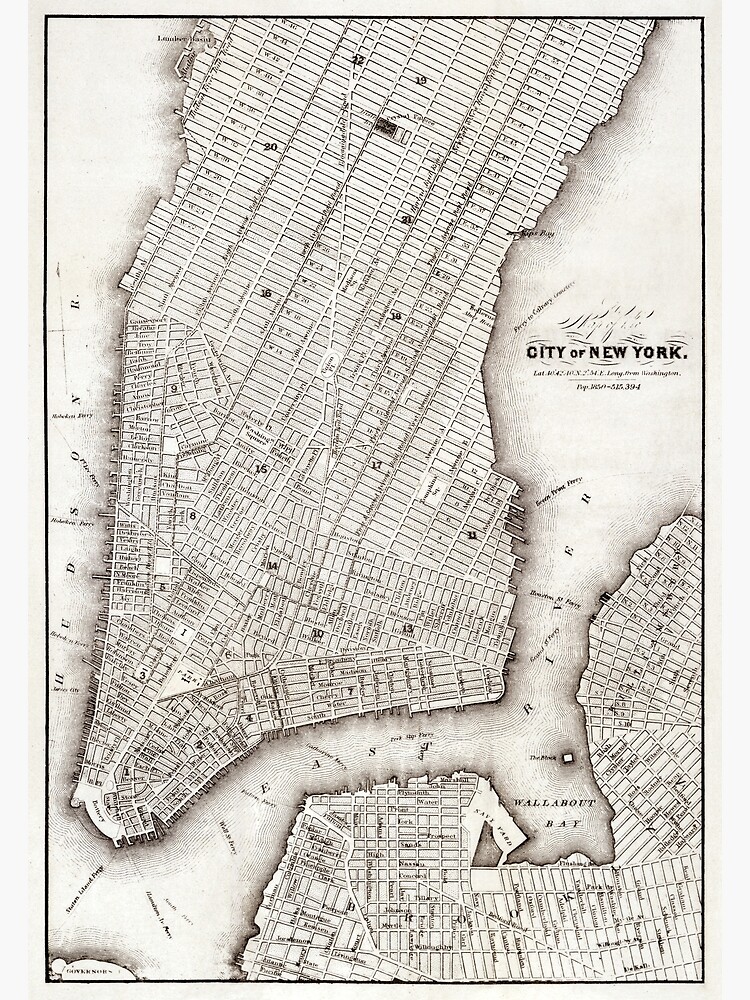 Póster «Mapa de la ciudad de Nueva York (ca. 1850) de la División de ...